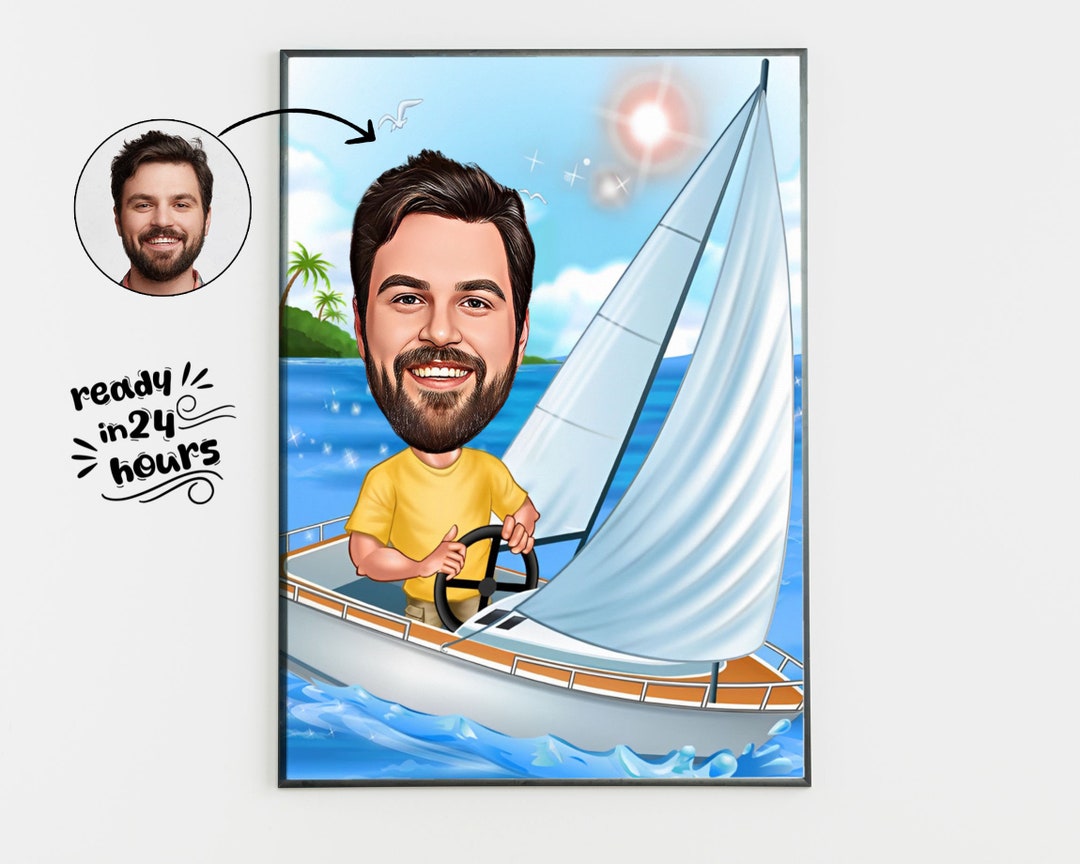Personalized Fisher Cartoon, Fisher Caricature, Fisher Gift, Fisher ...