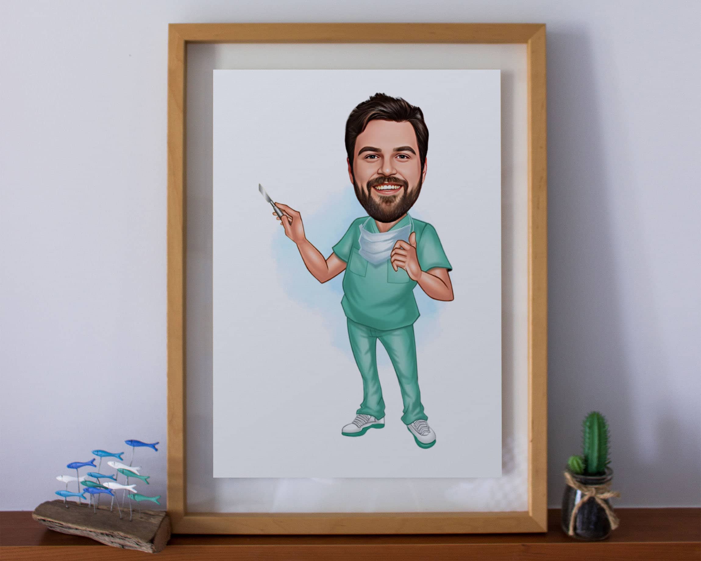 Personalized Surgeon Cartoon Portrait, Surgeon Portrait, Surgeon Gift ...
