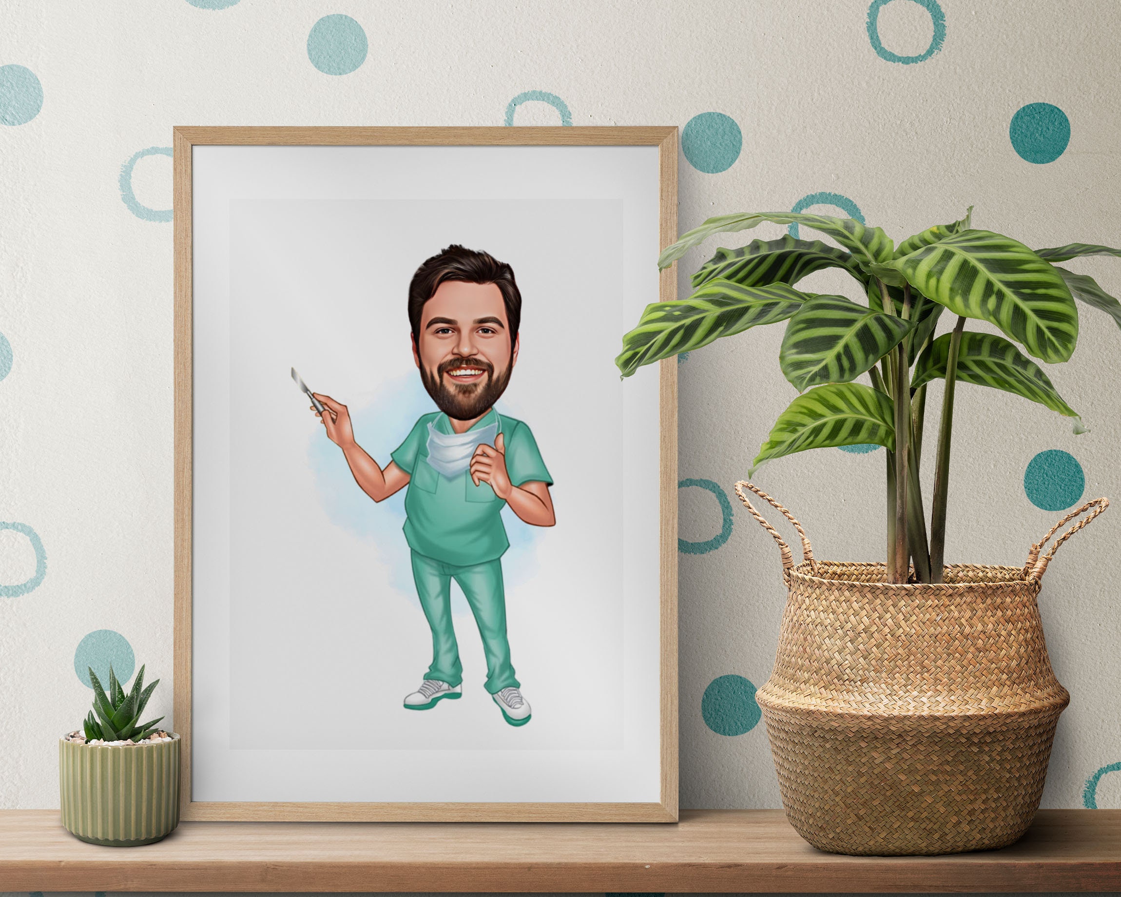 Personalized Surgeon Cartoon Portrait, Surgeon Portrait, Surgeon Gift ...