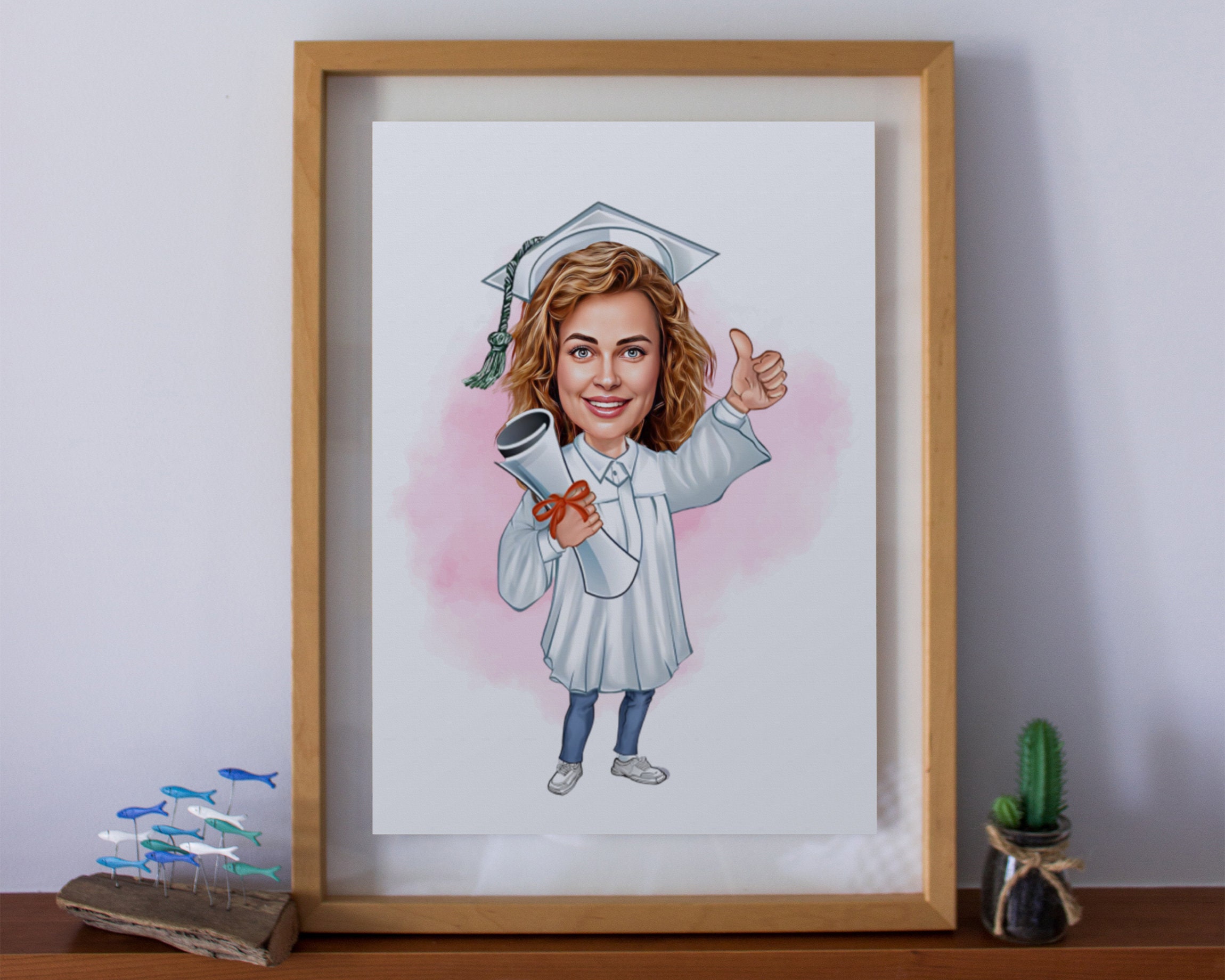 Custom Graduation Cartoon Portrait, Graduation Portrait, Graduation ...