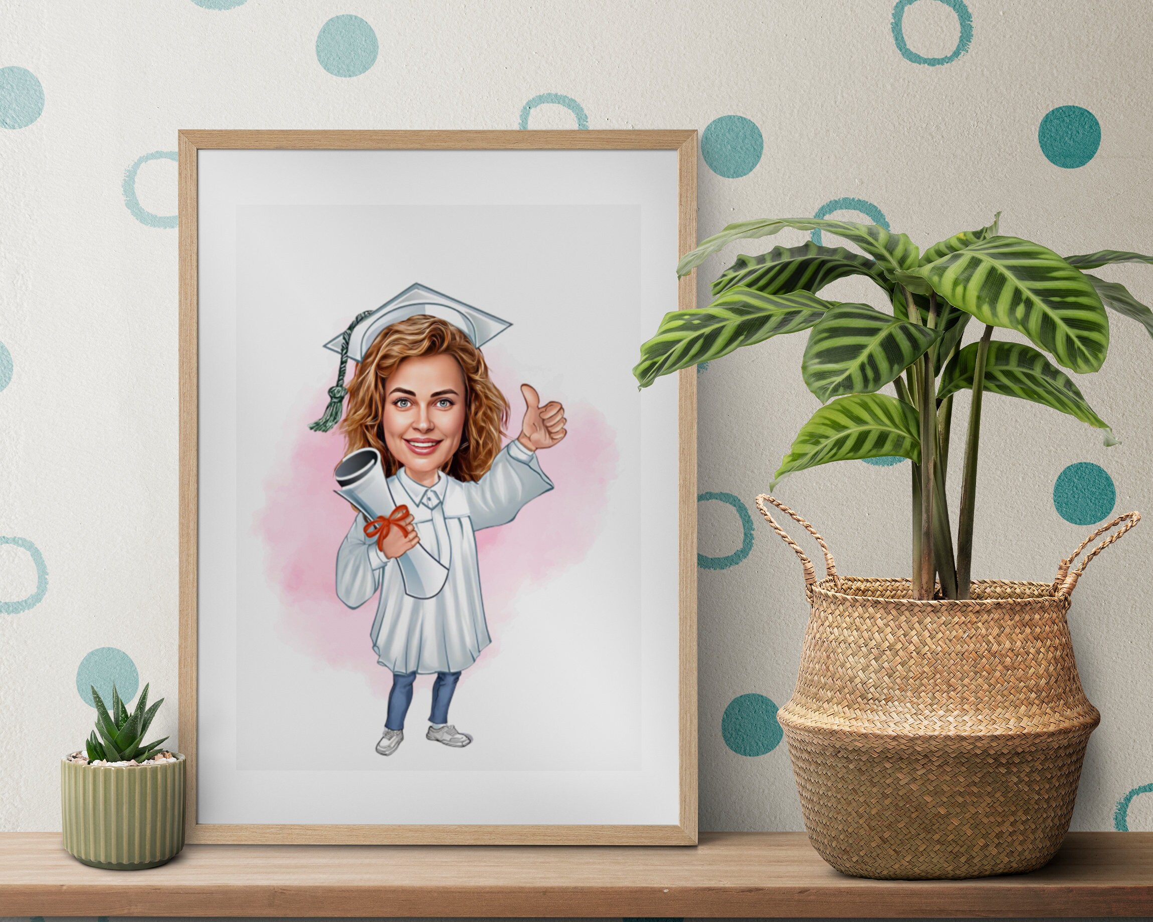 Custom Graduation Cartoon Portrait, Graduation Portrait, Graduation ...