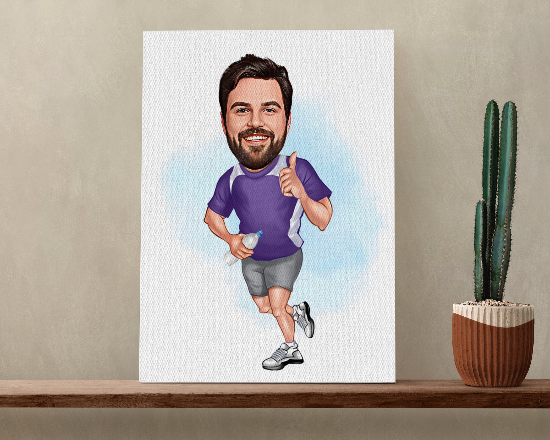 Custom Runner Cartoon Portrait, Runner Portrait, Runner Gift, Runner ...