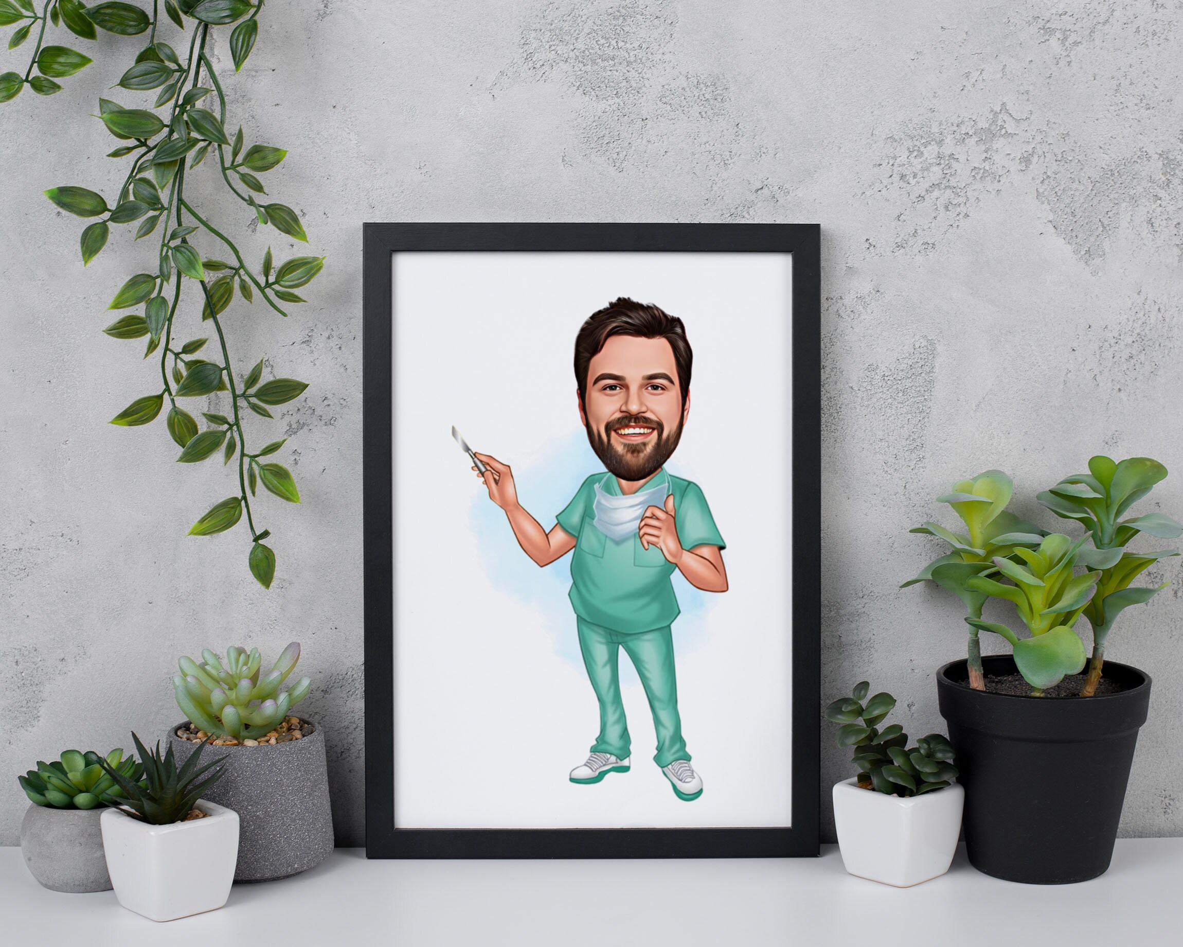 Personalized Surgeon Cartoon Portrait, Surgeon Portrait, Surgeon Gift ...
