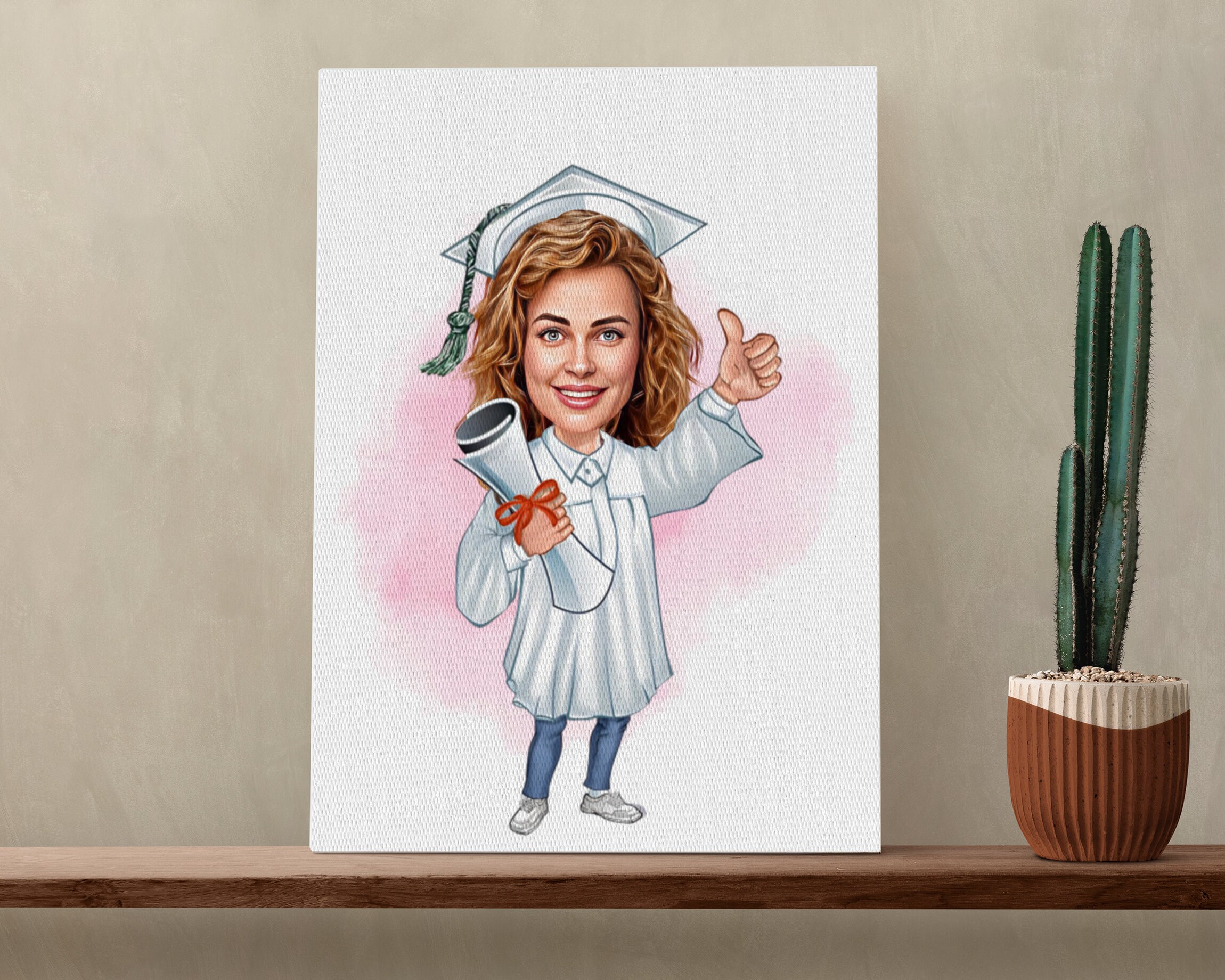 Custom Graduation Cartoon Portrait, Graduation Portrait, Graduation ...