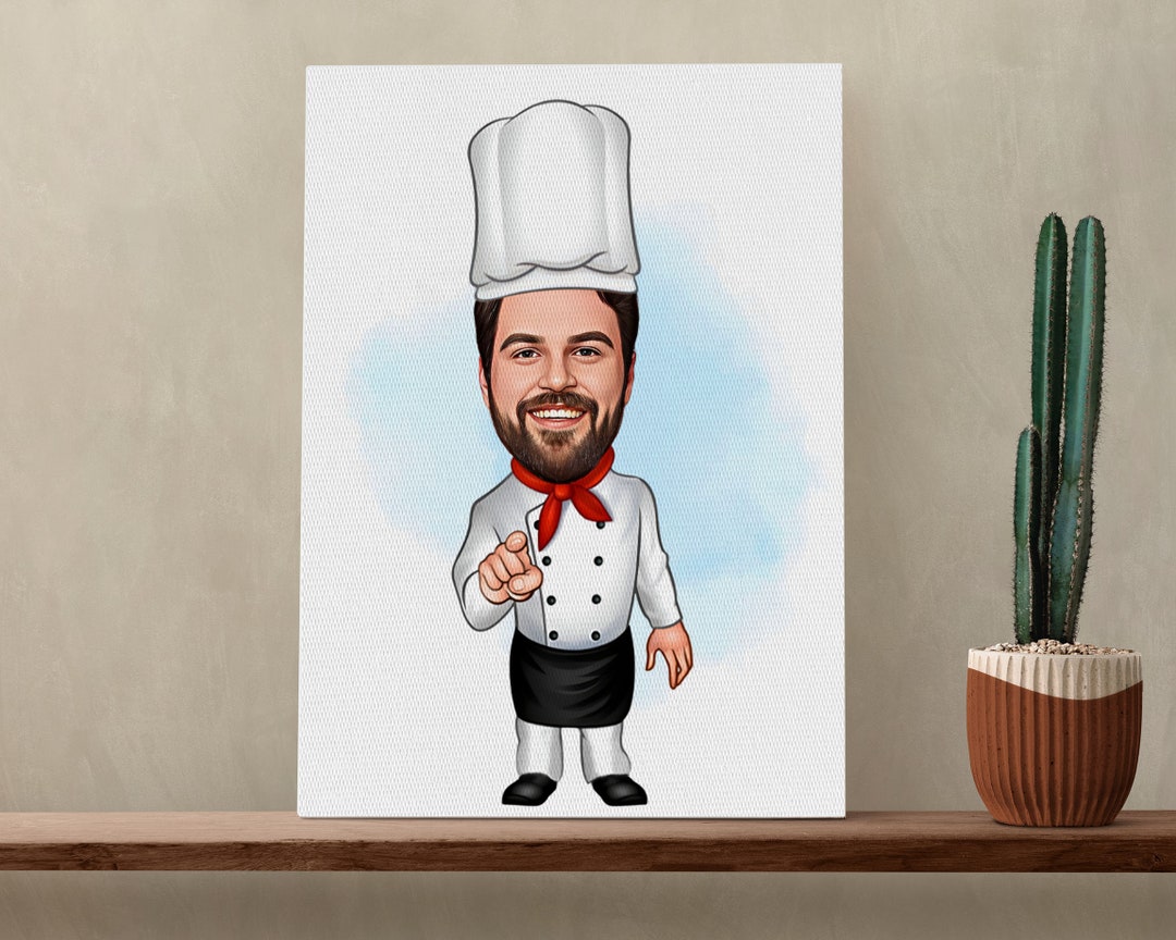Custom Male Chef Cartoon Portrait, Chef Caricature, Gift for Chef ...