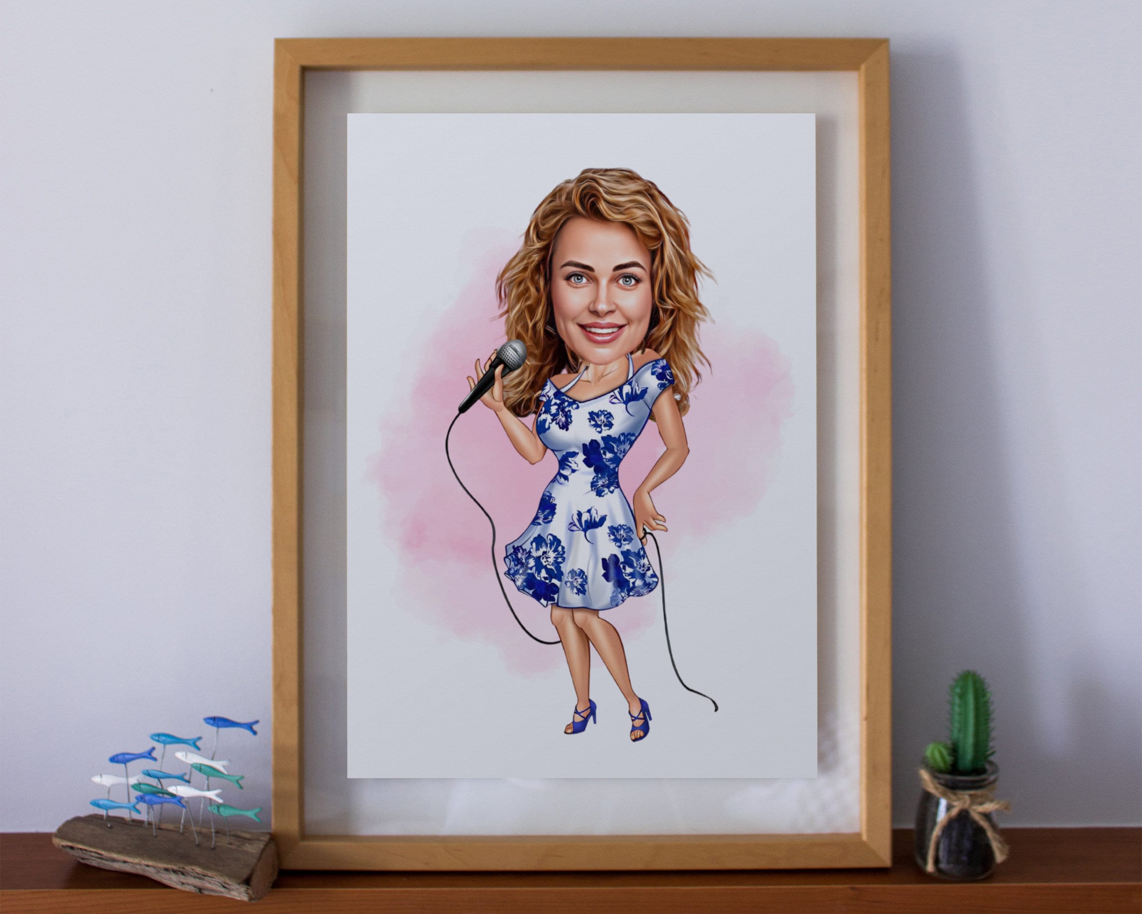 Custom Singer Cartoon Portrait, Singer Caricature, Gift for Singer ...