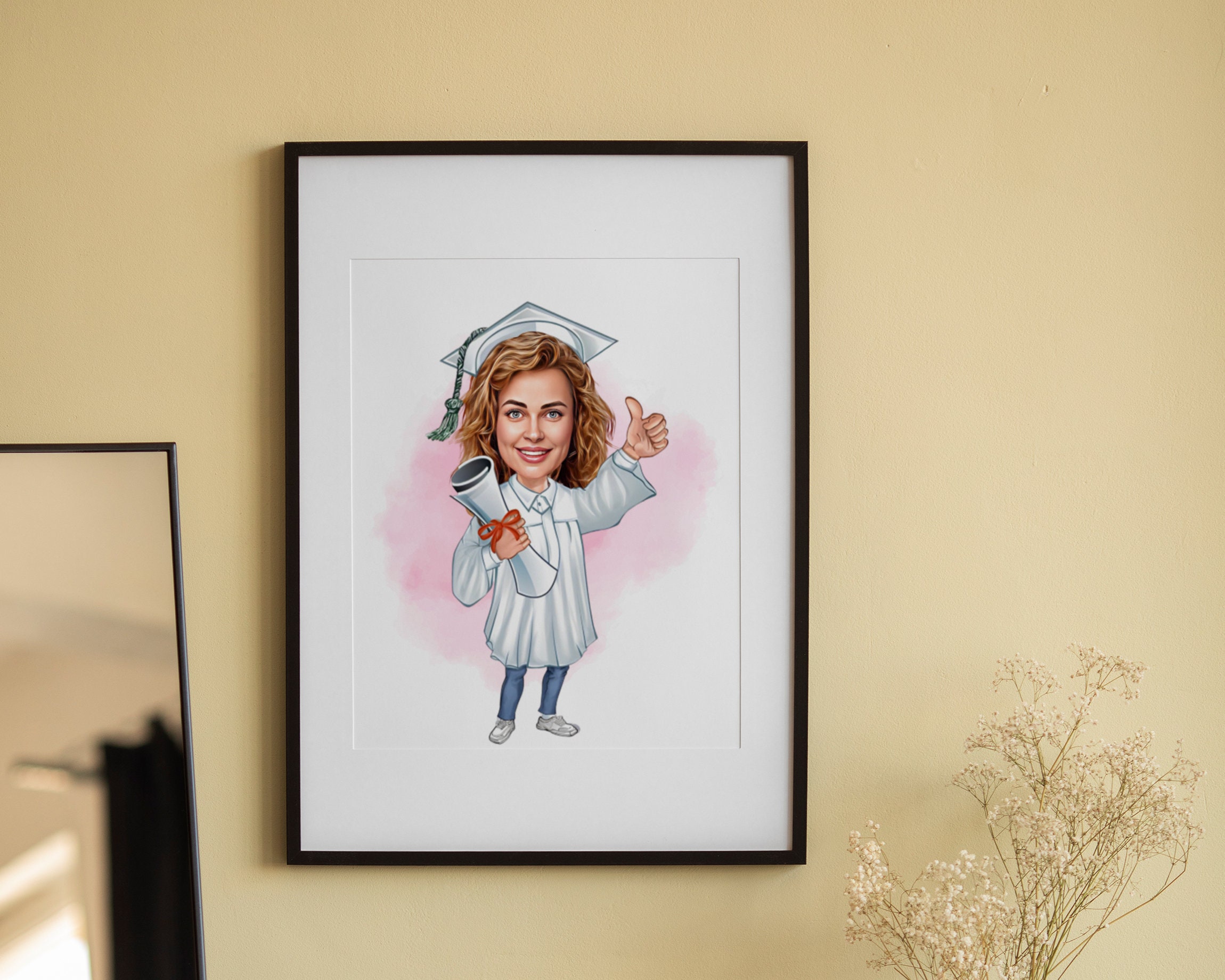 Custom Graduation Cartoon Portrait, Graduation Portrait, Graduation ...