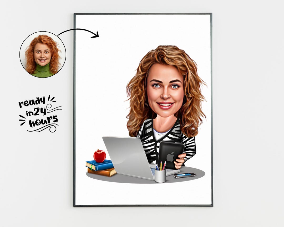 Custom Female Boss Cartoon Portrait, Boss Portrait, Gifts for Boss ...
