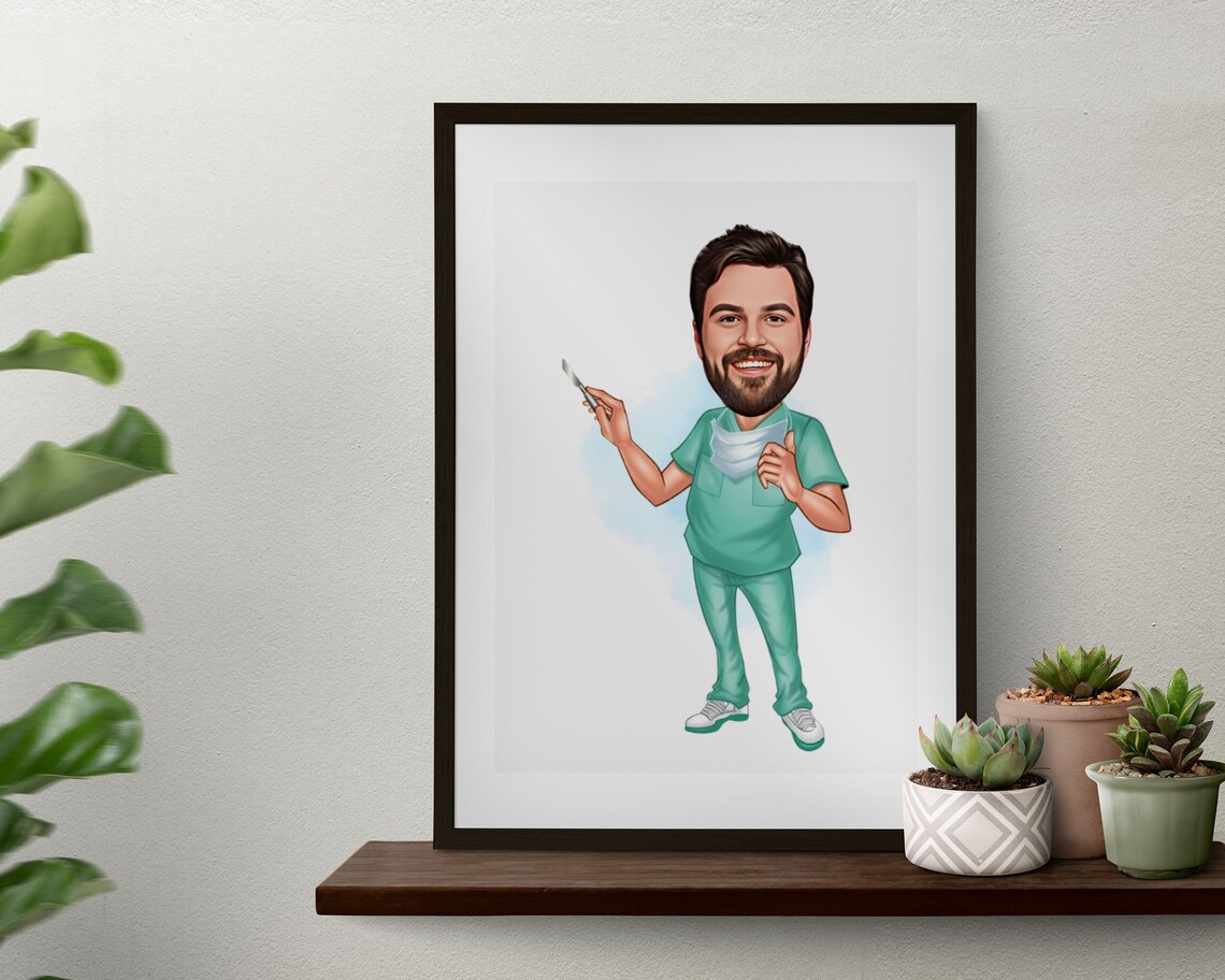 Personalized Surgeon Cartoon Portrait, Surgeon Portrait, Surgeon Gift ...