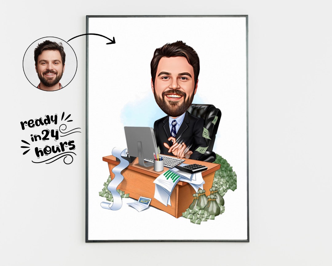 Custom Super Boss Cartoon Portrait, Super Boss Caricature, Gift for ...