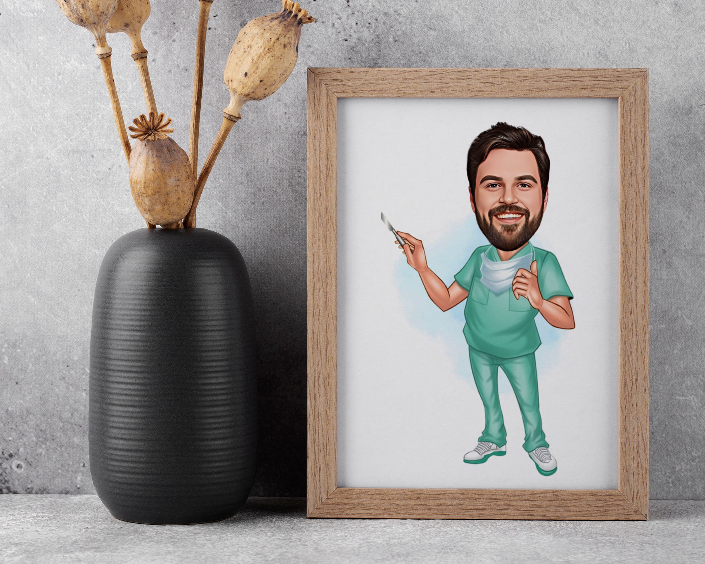 Personalized Surgeon Cartoon Portrait, Surgeon Portrait, Surgeon Gift ...
