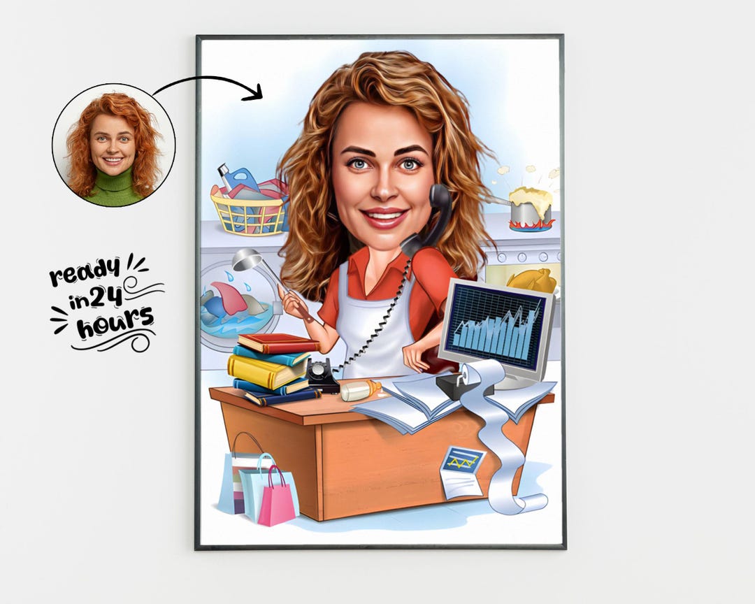 Custom Female Boss Cartoon Portrait, Boss Portrait, Gifts for Boss ...