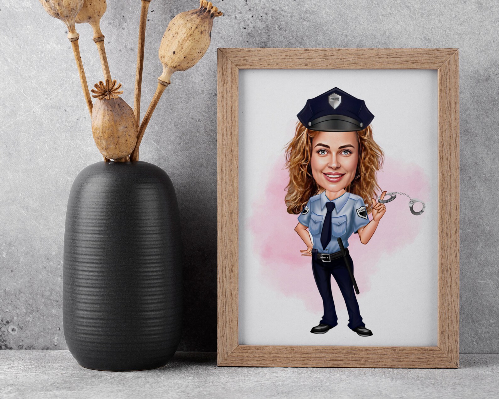 Personalized Police Cartoon Portrait, Police Portrait, Police Gift ...