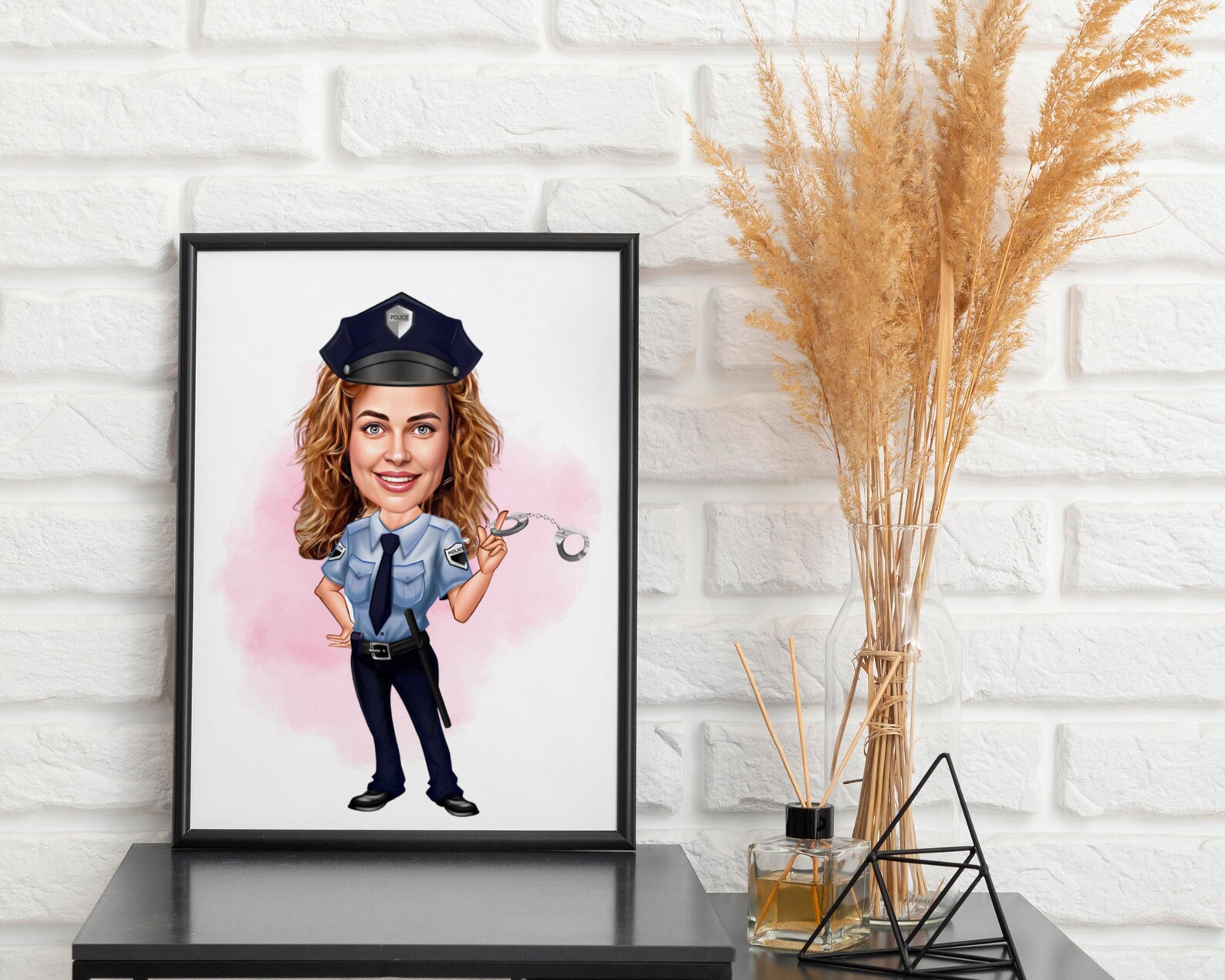 Personalized Police Cartoon Portrait, Police Portrait, Police Gift ...