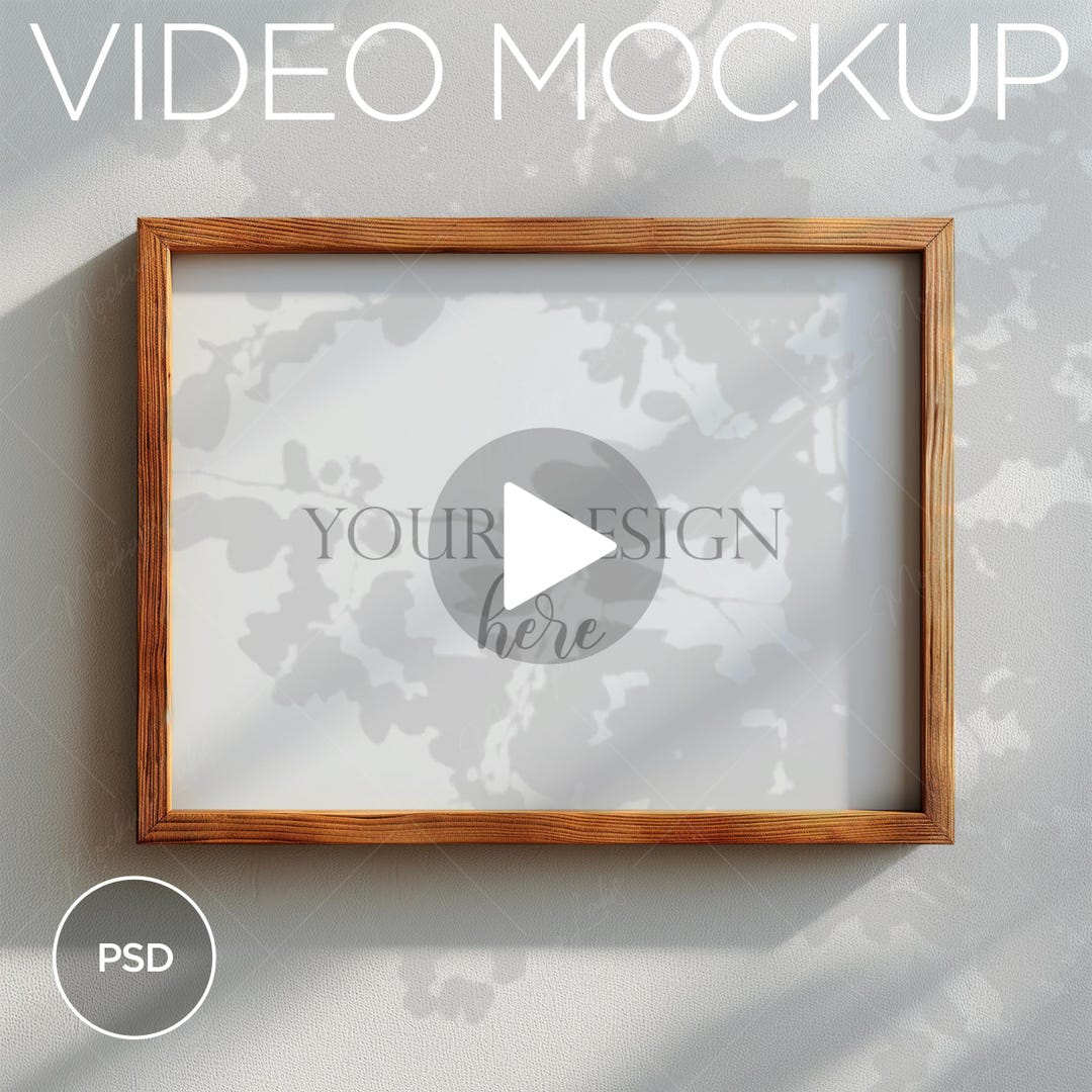 4x3 Frame Video Mockup, Rustic Frame Mockup, 4:3 Horizontal Frame, Wood ...