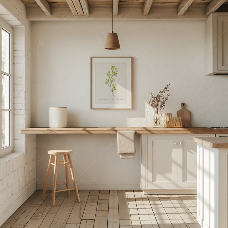 3x4 Frame Kitchen Interior Wooden Frame Mockup,vertical Poster Mockup ...