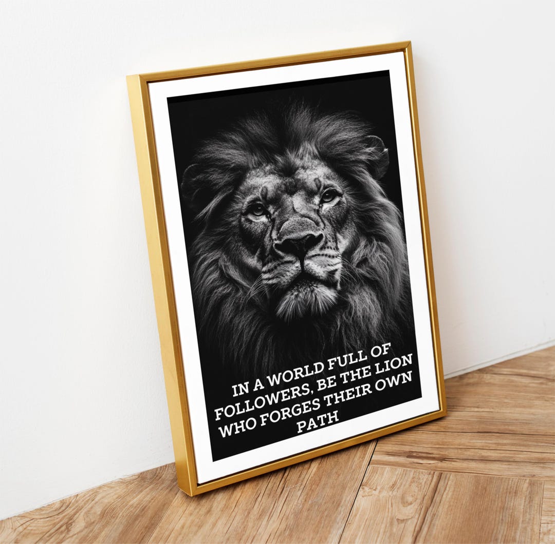 Black and White Lion With Leadership Quote Inspirational Lion Art ...