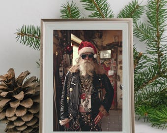 Punk Rock Santa Claus Poster Heavy Metal Christmas Wall Art, Funny ...
