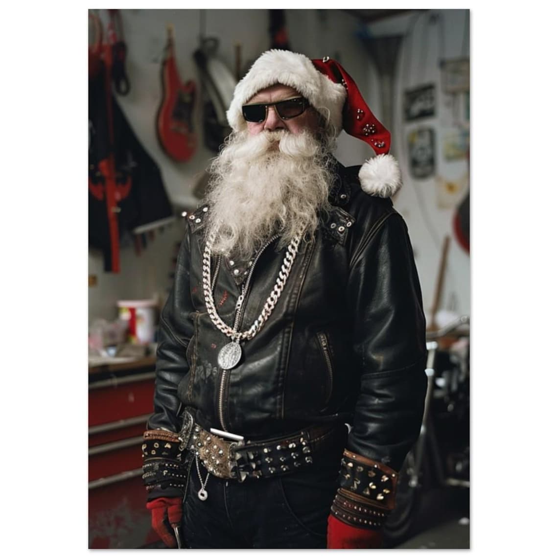 Punk Rock Santa Claus Poster Heavy Metal Christmas Wall Art, Funny ...