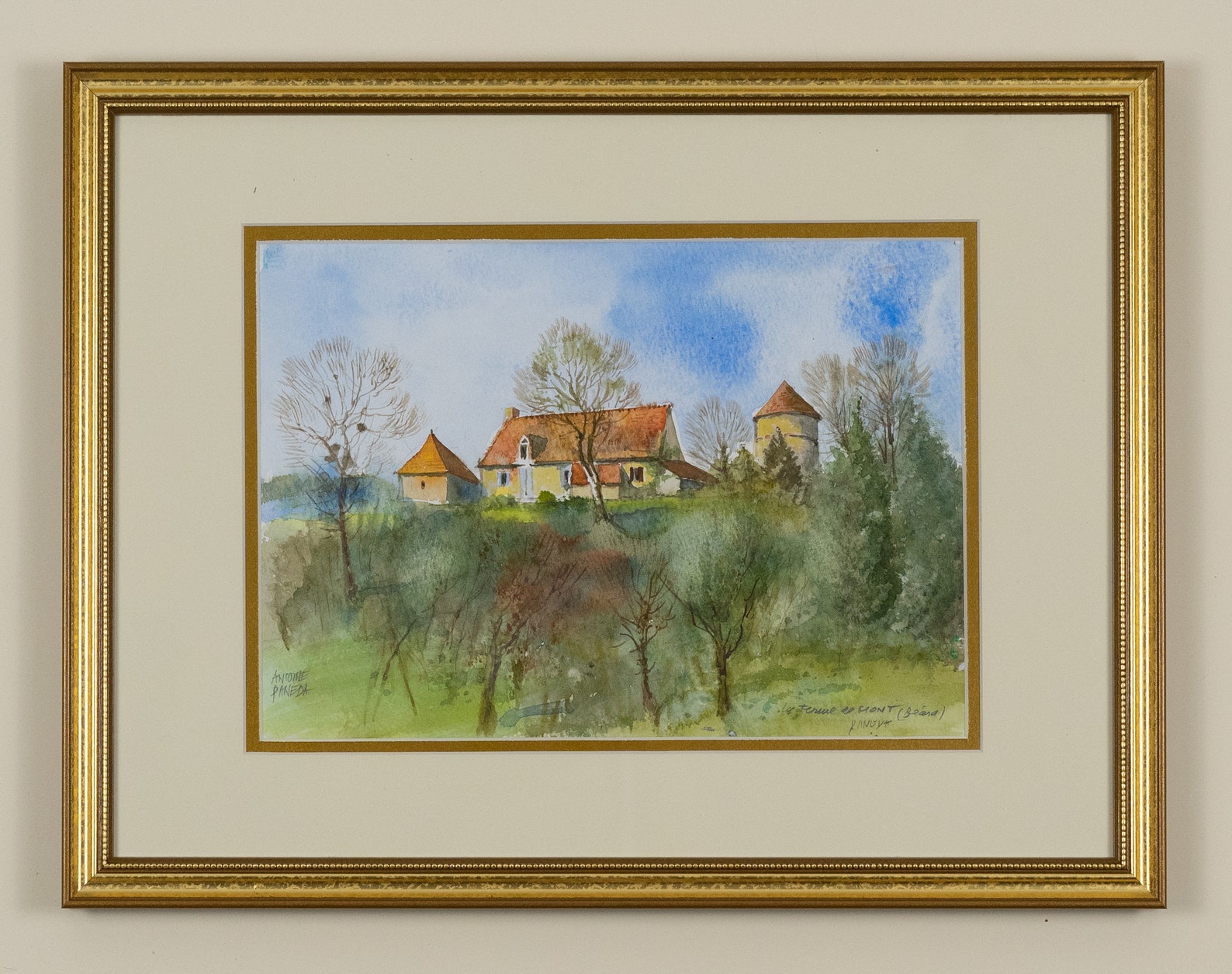 Antoine Paneda (1929) - La Ferme Du Mont (béard) - Original Watercolor ...
