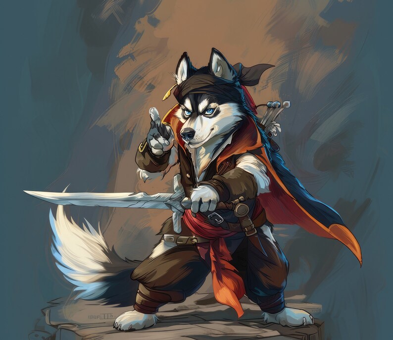 Captain Howl: Fierce Pirate Husky Digital Print - Etsy