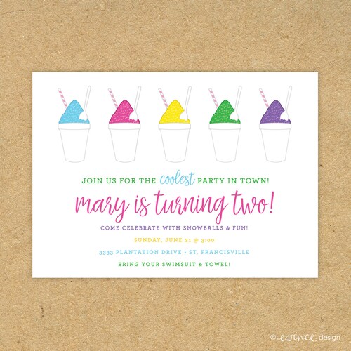 Watercolor Snowball Birthday Party Invitation Snow Cone - Etsy
