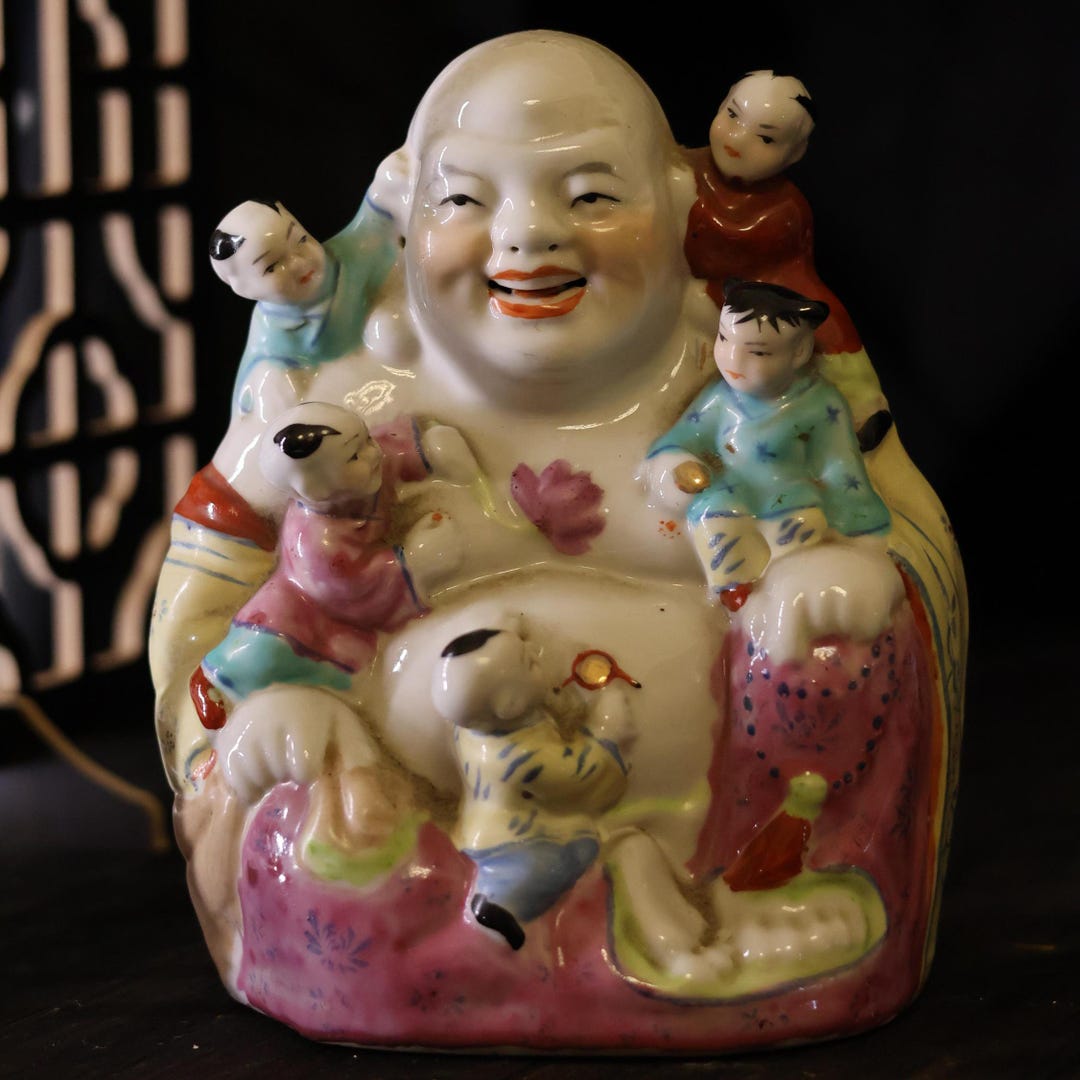 1980s Chinese Fertility Buddha Statue | Traditional Blessing for Family ...