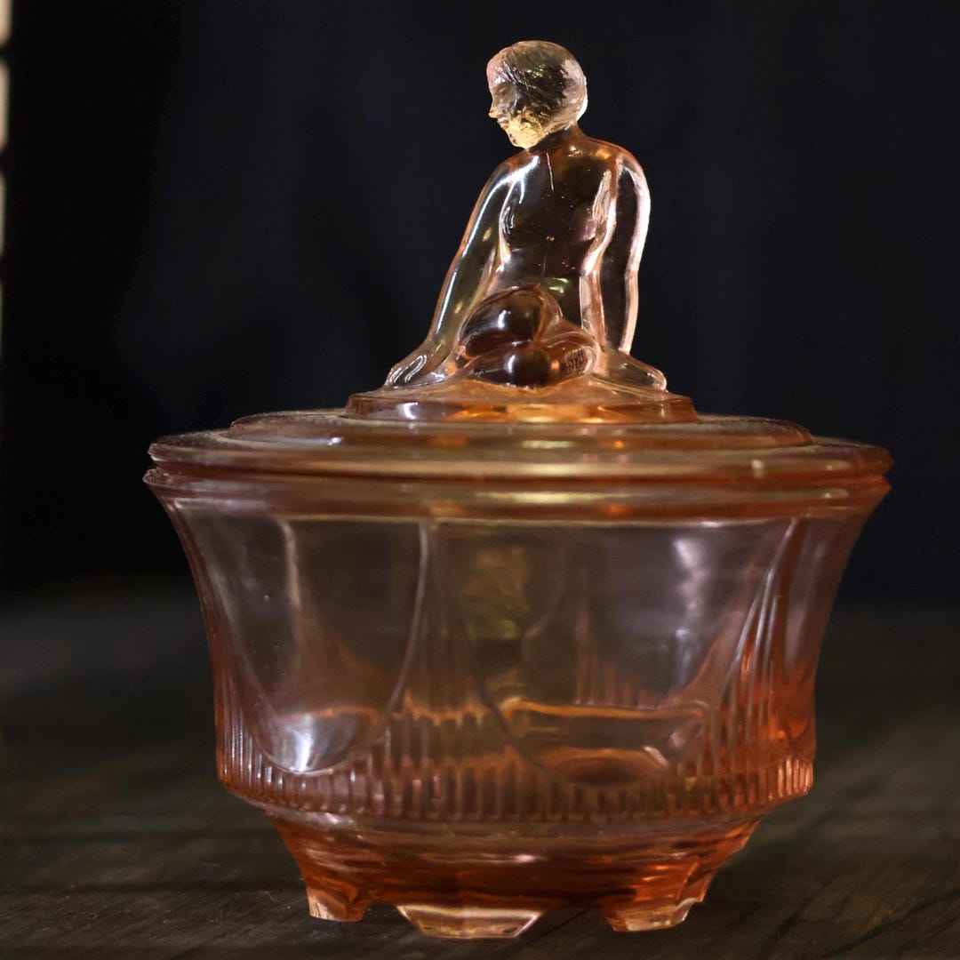 1920s Rare Antique Republic Era of China Art Deco Pink Glass Container ...