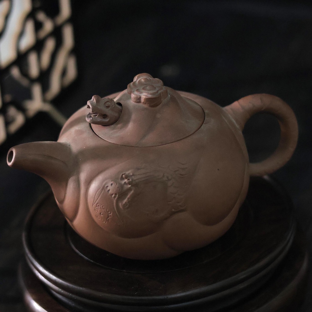 1950s Vintage Chinese Rare Yixing Zisha Purple Clay Pottery Teapot With ...