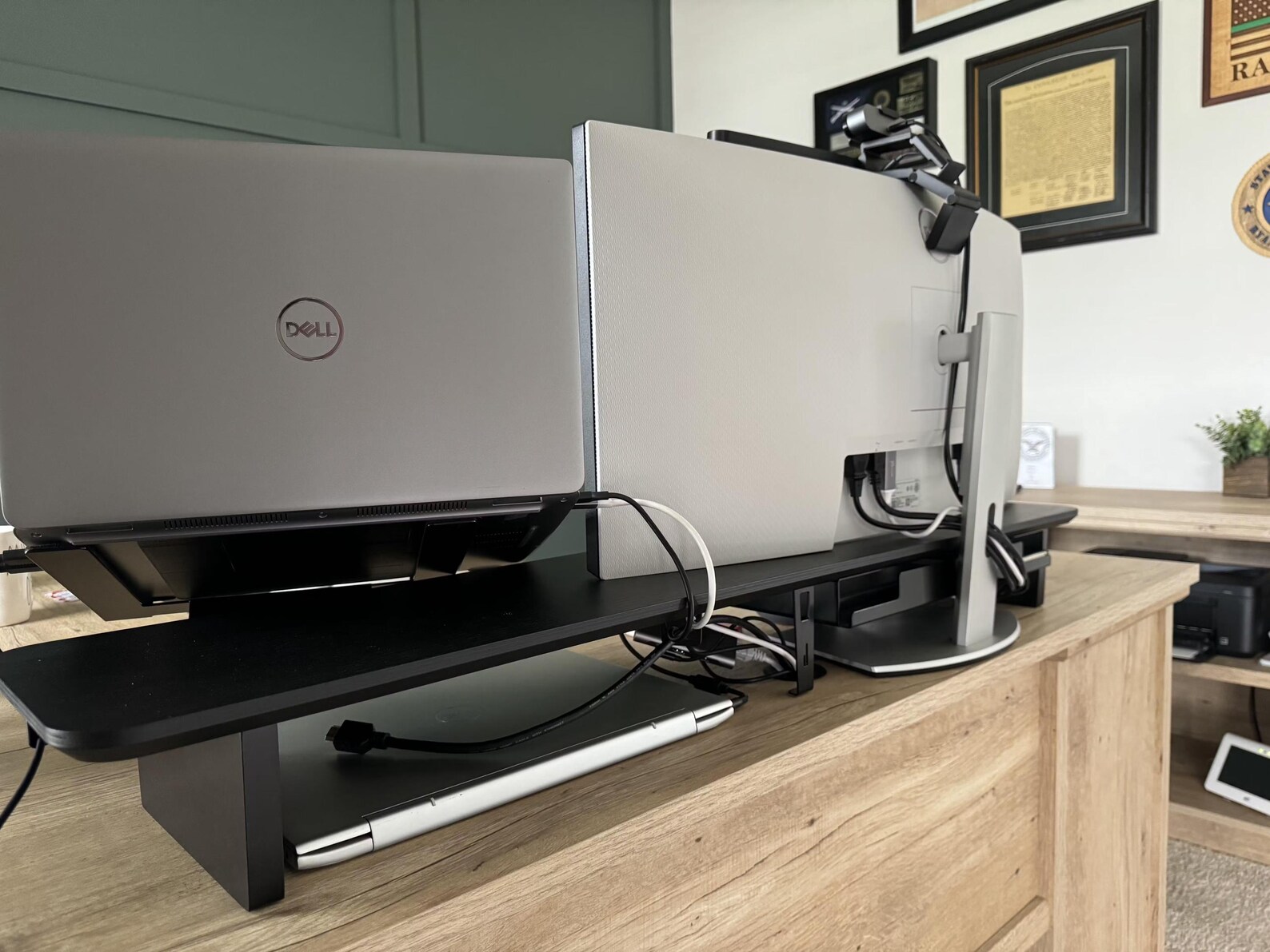 43 Dual Monitor Riser Shelf Natural Birch Wood Monitor Stand Wooden ...