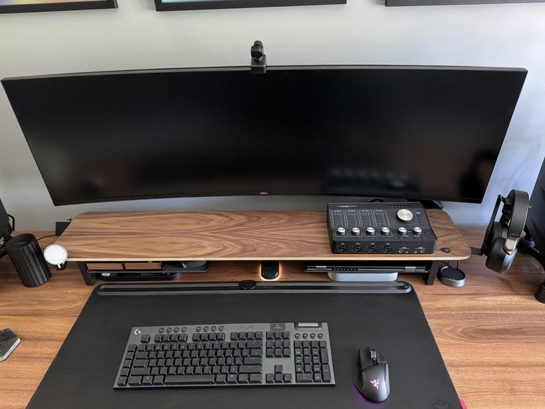 43 Dual Monitor Riser Shelf Natural Birch Wood Monitor Stand Wooden ...