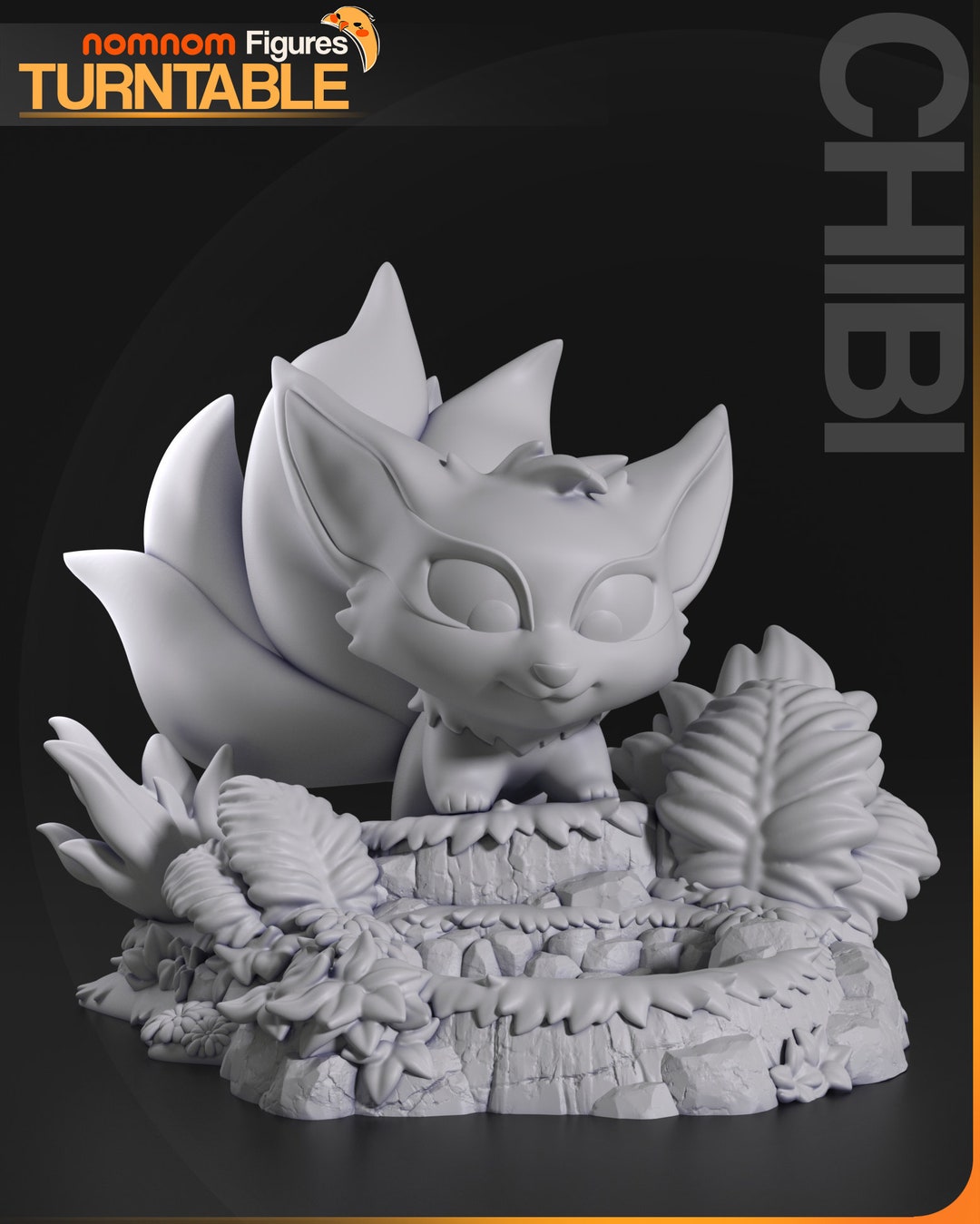 Chibi Nine Tailed Fox Figure: 3D Printed Collectible for Japan Anime ...