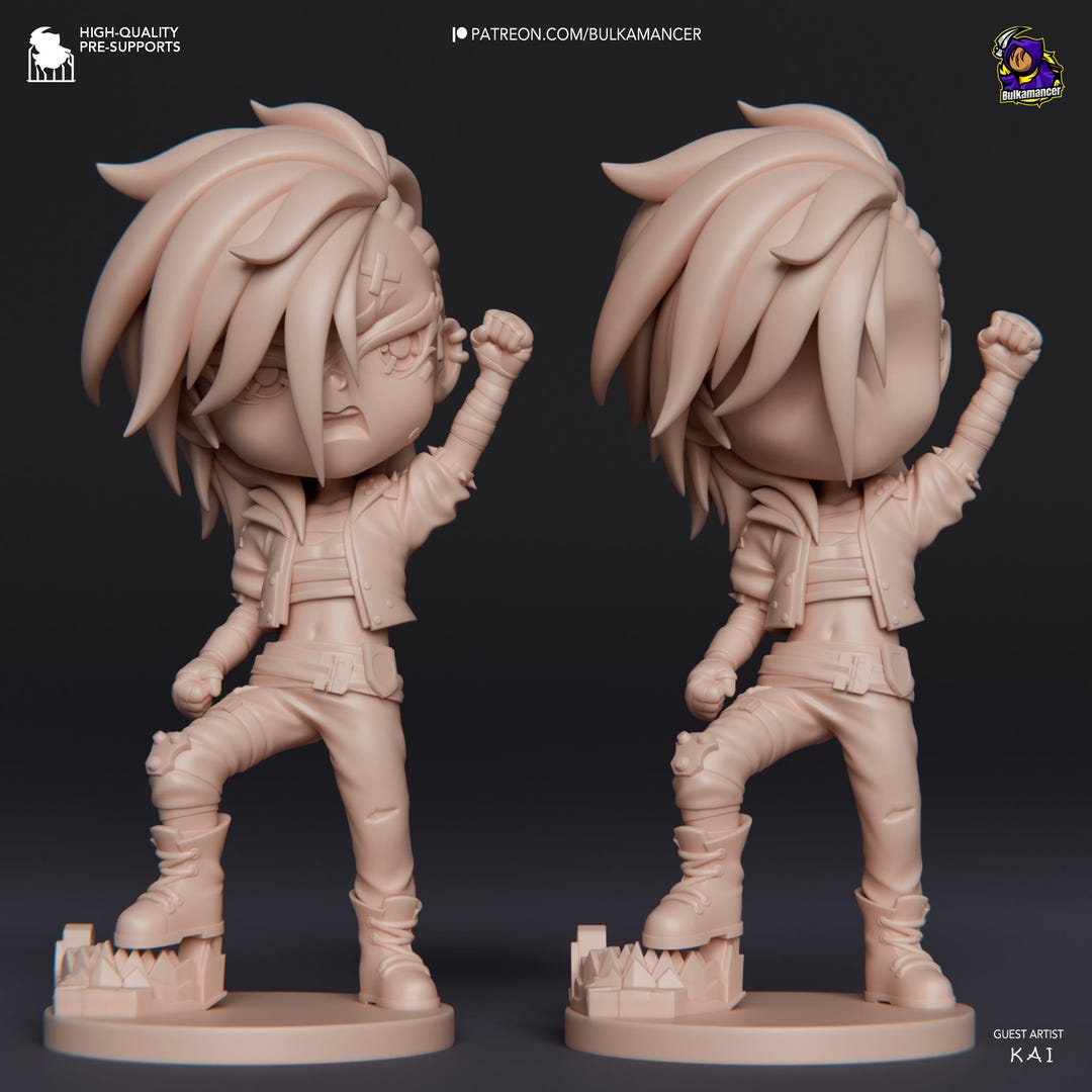 Chibi Vigilante Brawler 12K 3D Printed Collectible Figure Gift for RPG ...
