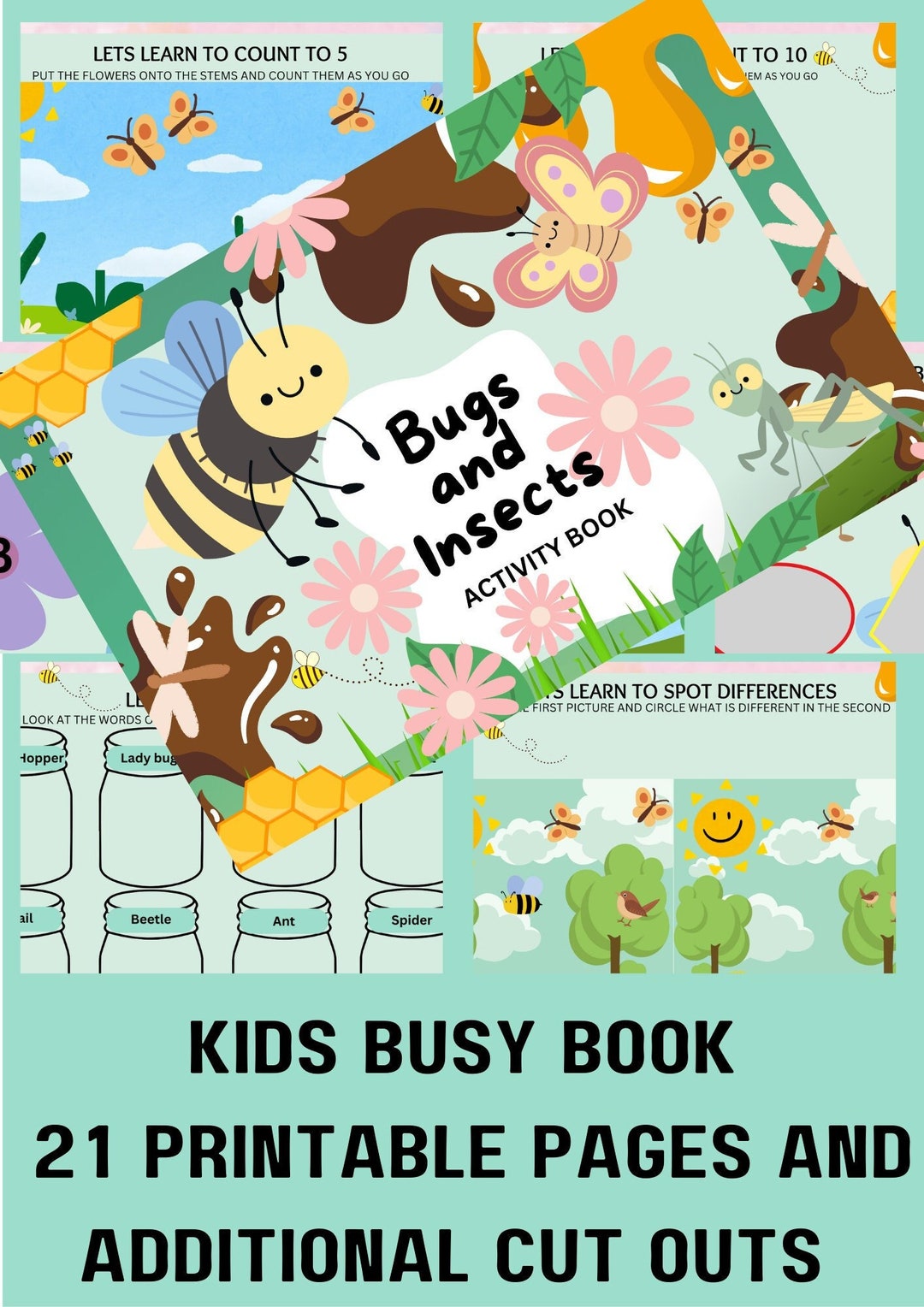 Bugs and Insects Toddler and Kids Busy Book Activity Pages Digital ...