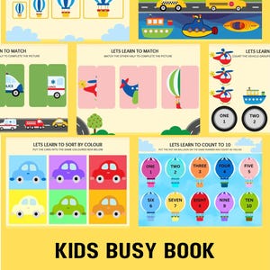 Transport Toddler and Kids Busy Book Activity Pages Digital Download - Etsy