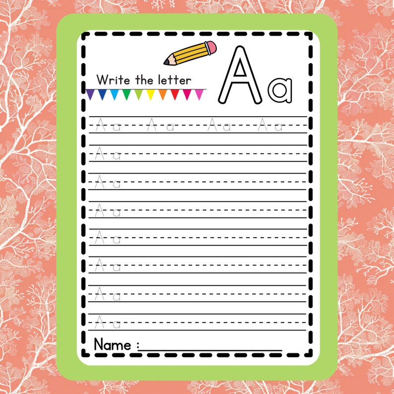 A-Z Handwriting Exercises and Vocabulary Learning for Kindergarten ...