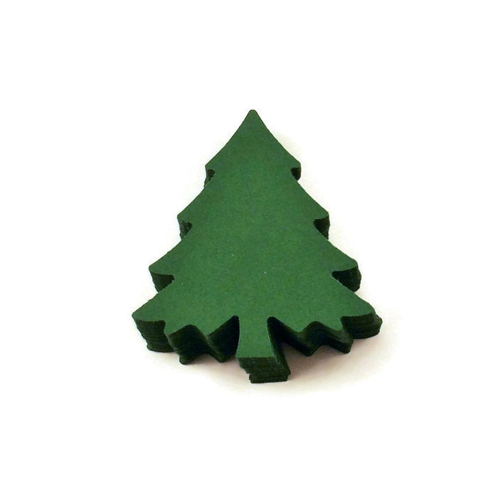 Green Christmas Trees in Evergreen Paper Die Cut Quantity 50 | Etsy
