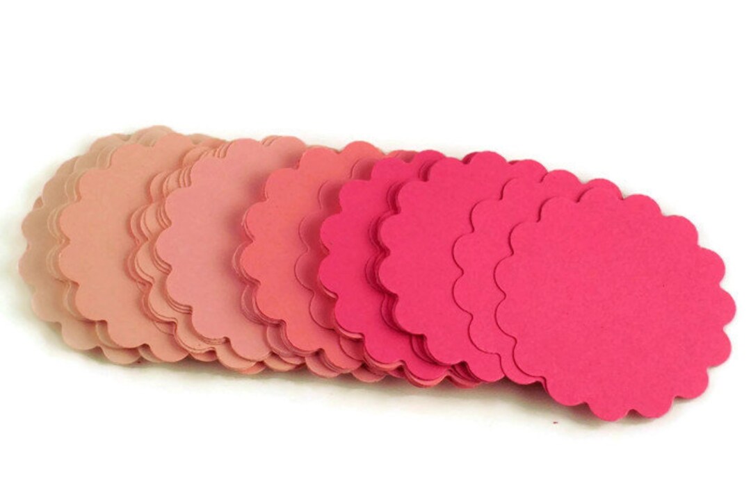 2 Inch Scalloped Circles Paper Die Cut Two Inch Circles in Pink Pop Set ...