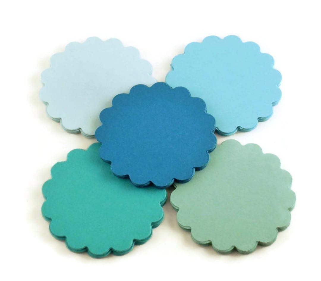 Ocean Blue Scalloped Paper Circles: 3-inch Craft Die Cuts, Set of 25 - Etsy