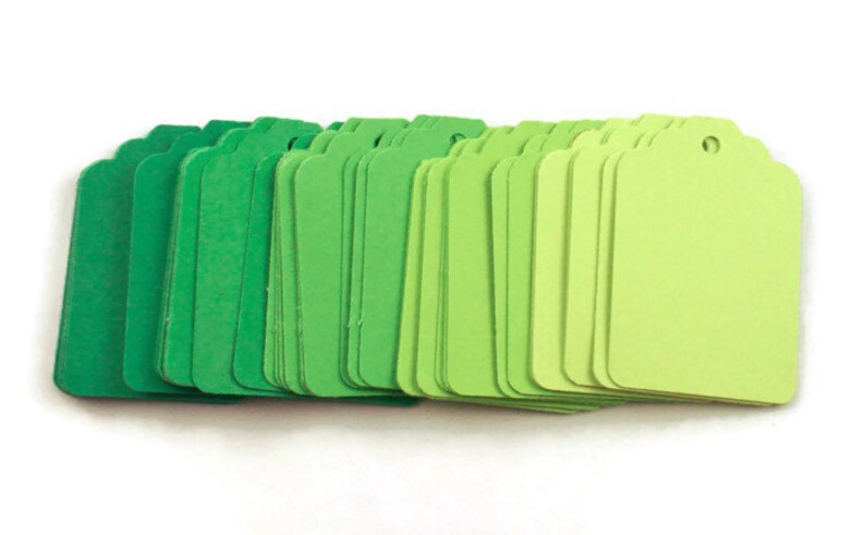 Funky Tags Paper Gift Tags in Fresh Greens Set of 50 | Etsy
