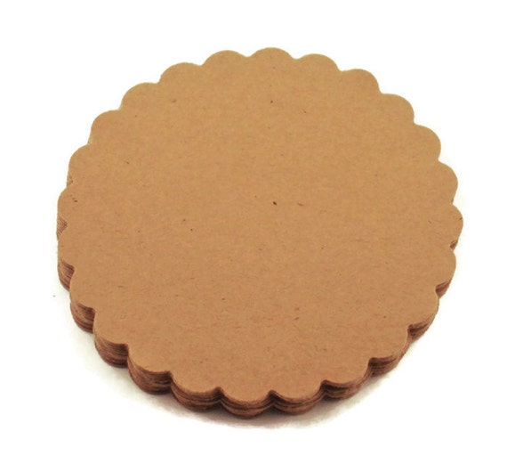 Three Inch Paper Die Cut Scalloped Circles in Krafty Kraft | Etsy