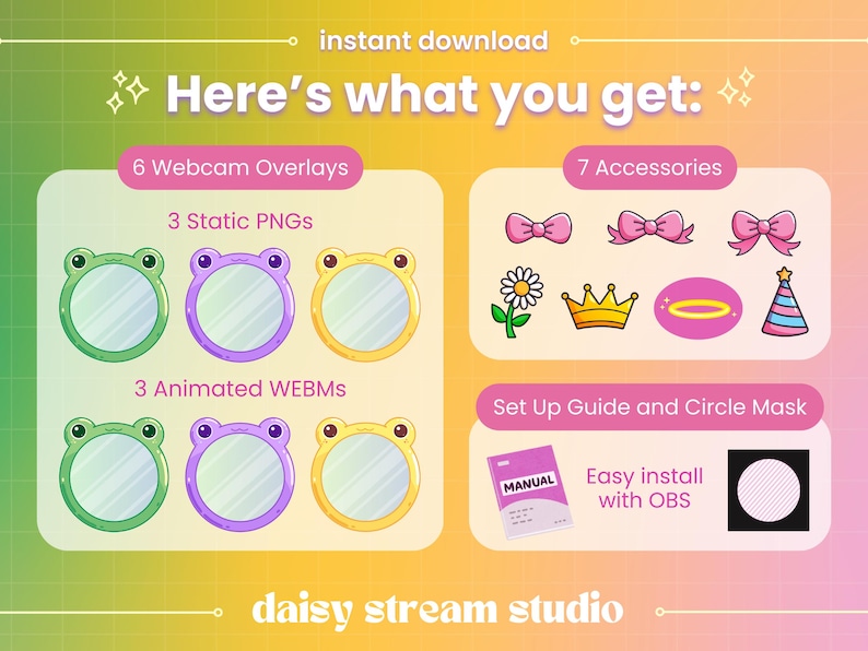 Animated Froggy Webcam Overlay Pack | Webcam Borders and Decorations ...