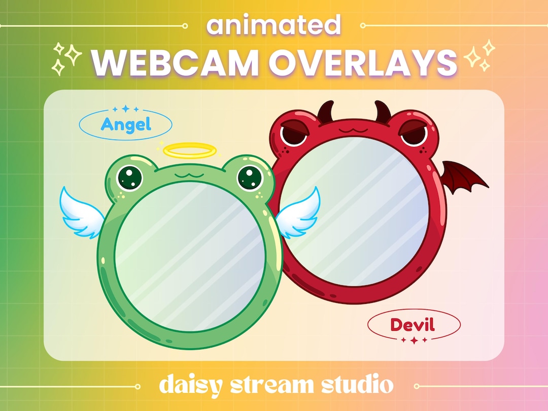 Animated Angel & Devil Frog Webcam Overlay Pack | Cute Webcam Borders ...