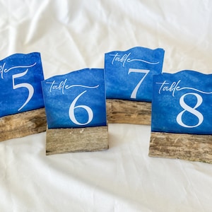 Faux Sea Glass Table Numbers With Driftwood Stands for Coastal Weddings ...