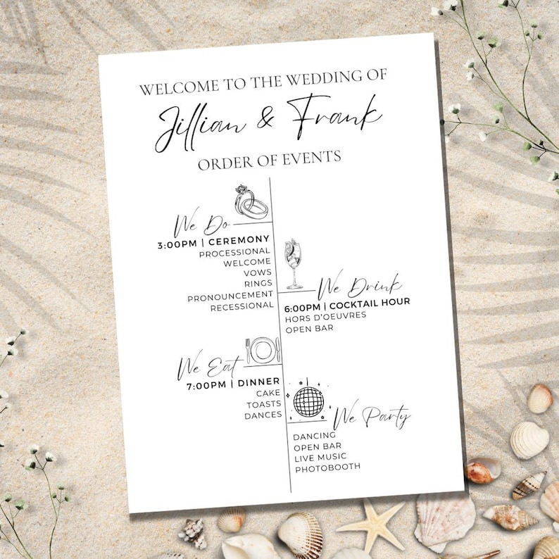 Editable Wedding Timeline Sign Template | Canva Wedding Day Schedule ...