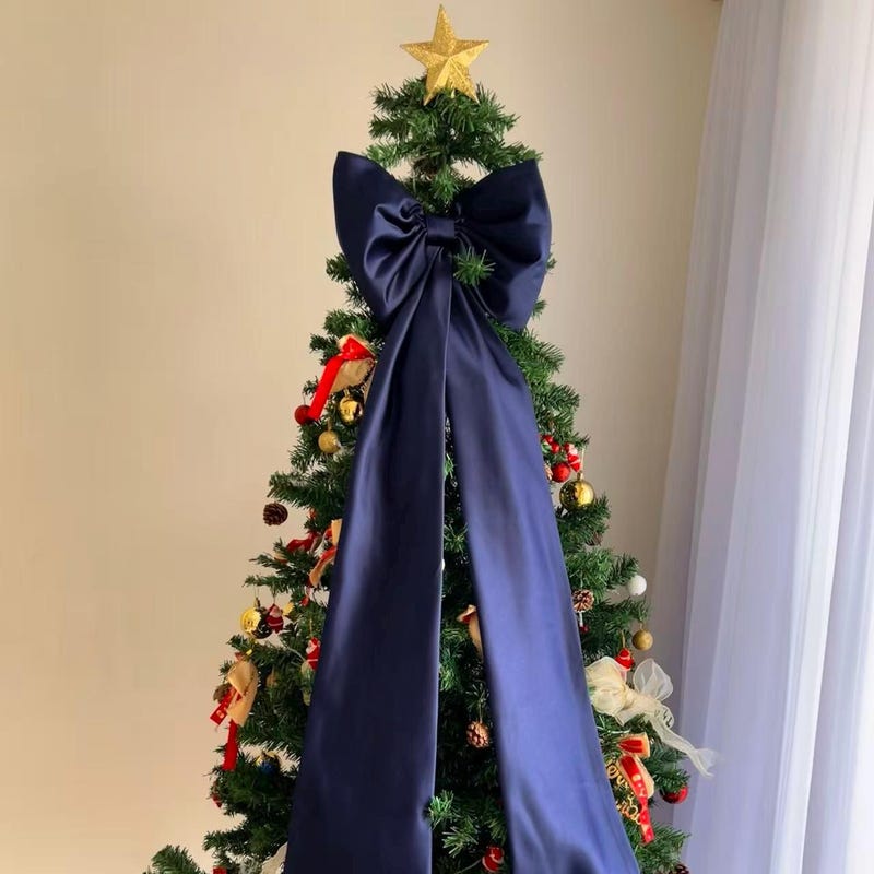 Blue Christmas Tree Bows - Etsy UK