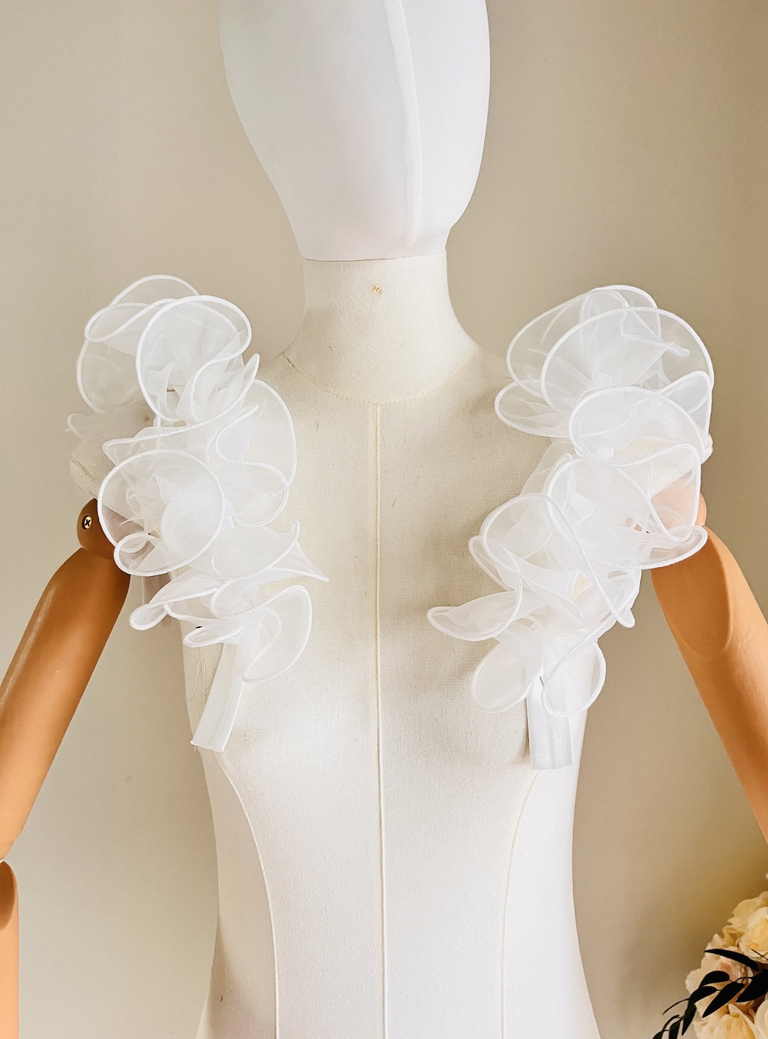 Ruffled Tulle Wedding Dress Straps: Detachable Bridal Off-shoulder ...