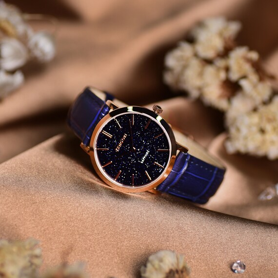Elma Galaxy Blue Sandstone Watch sand Stone Watch classic Ladies Watch unisex Leather Watch Birthday Gifts Gift for Him watches for Men Etsy UK