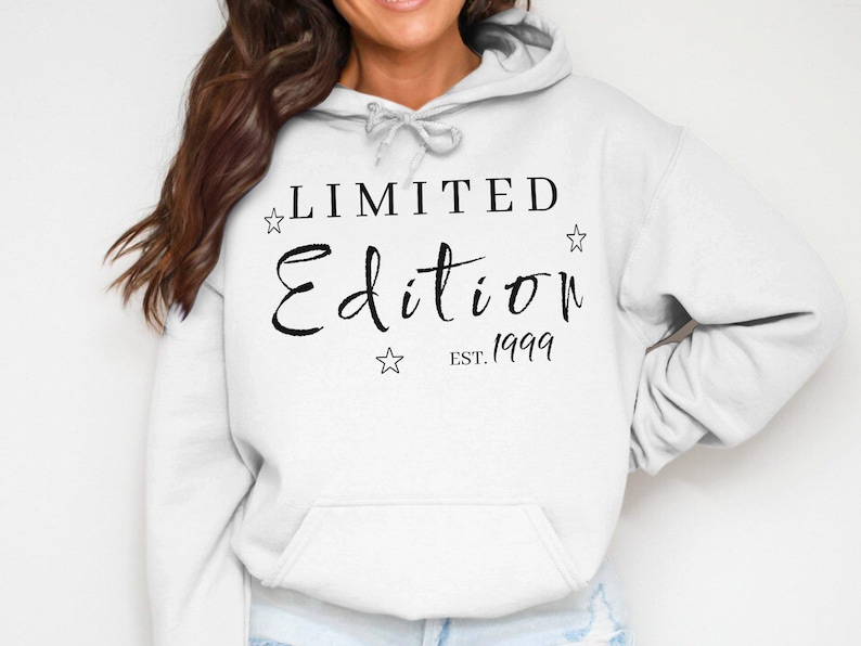Limited Edition Hoodie Est 1999, Trendy Hooded Sweatshirt, Vintage Year ...
