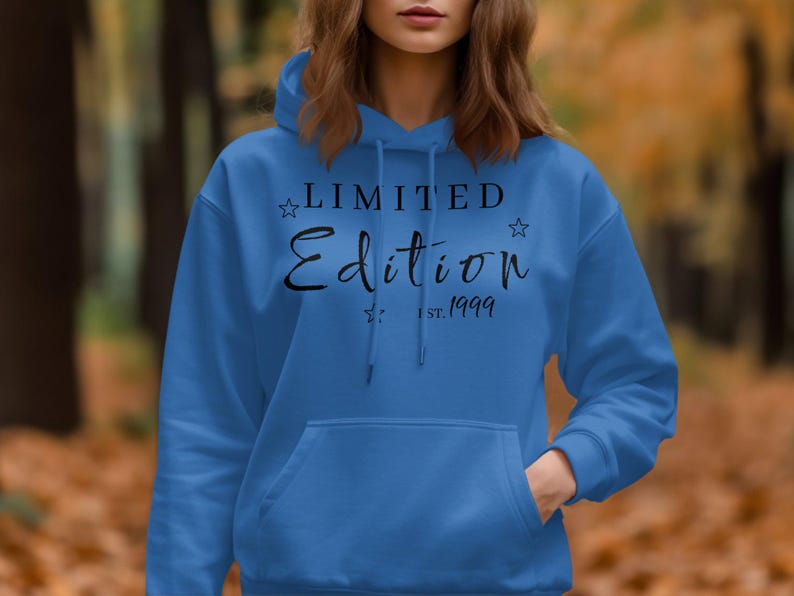 Limited Edition Hoodie Est 1999, Trendy Hooded Sweatshirt, Vintage Year ...